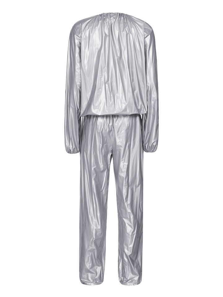 Women Men 2Pcs PVC Sauna Suit Long Sleeve Elastic Cuff Top and Pants ...