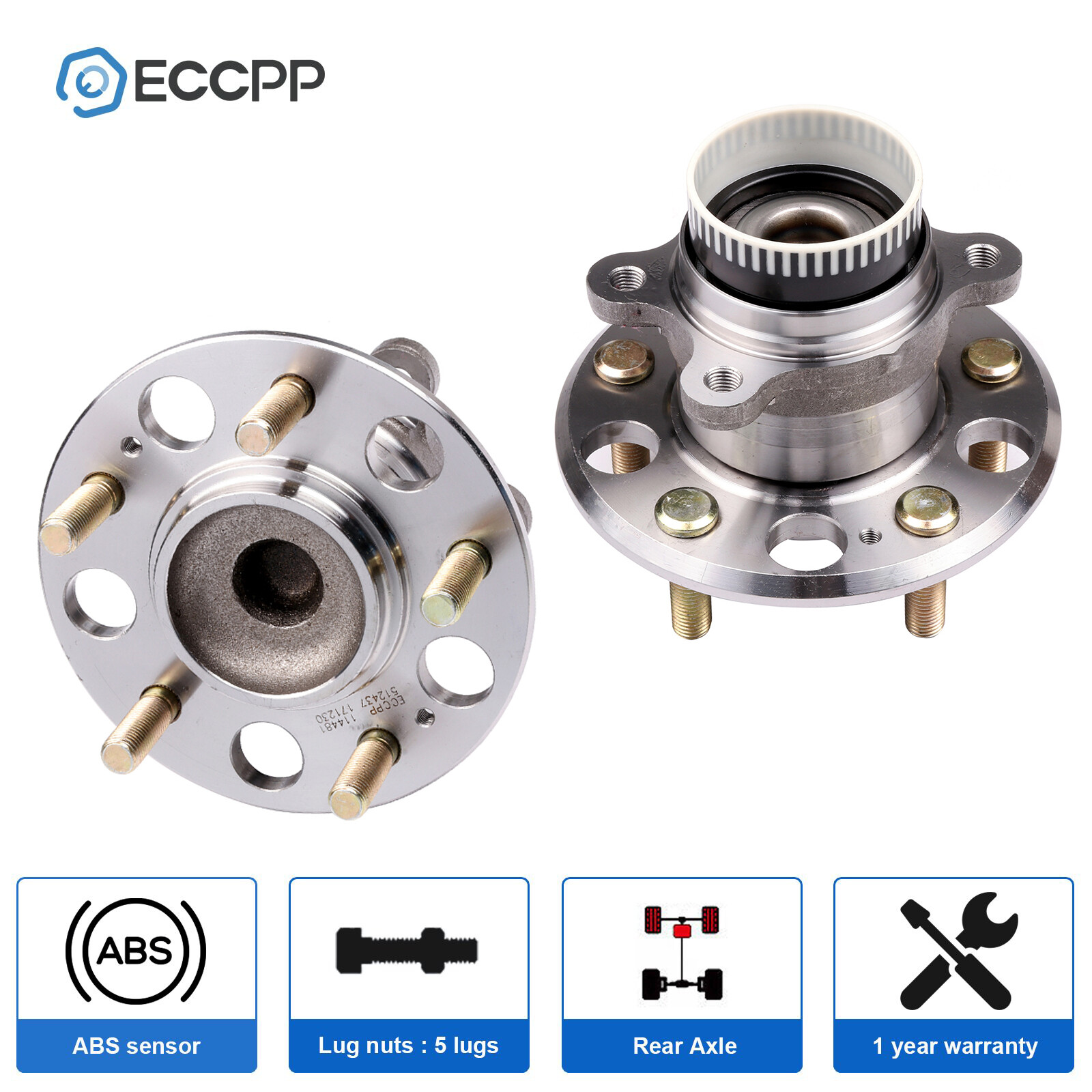 2Pcs Wheel Hub Bearings Rear FWD For Hyundai Sonata Tucson Kia Optima ...