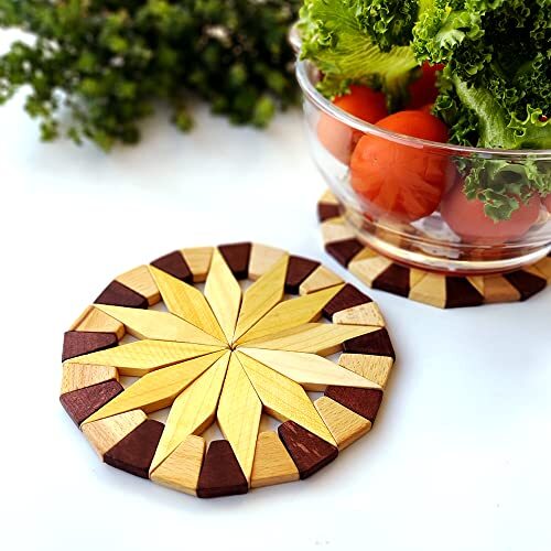 Natural Wood Trivets For Hot Dishes Table And Kitchen Counter Set Of 2 ...
