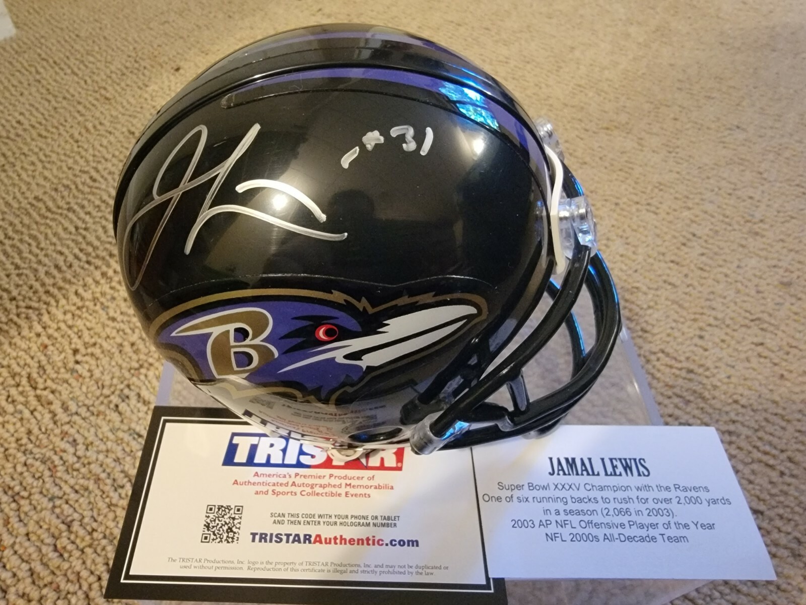 Jamal Lewis Autographed Mini Helmet TriStar COA | eBay