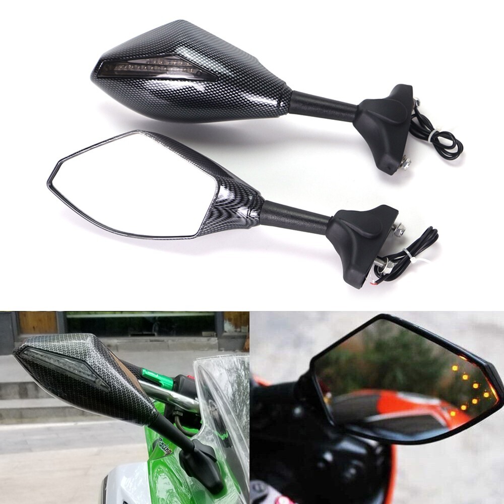 Rearview Mirrors With Turn Signal LED For Kawasaki Ninja ZX6R ZX636 ...