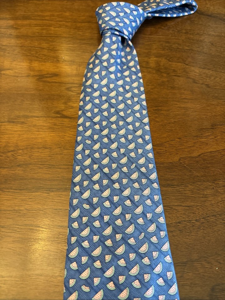 Vineyard Vines Blue Watermelon Pattern Silk Tie Hand Picked by Shep and ...