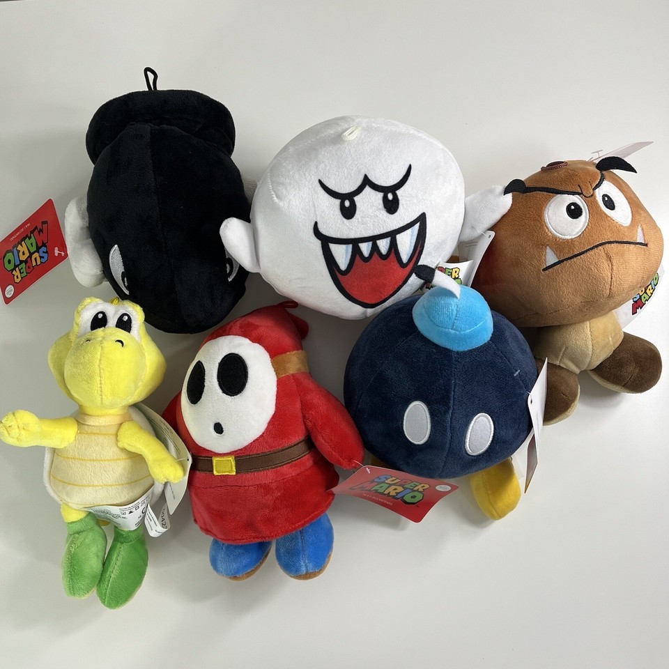 NEW! Super Mario Plush Lot Bullet Bill Boo Bomb Omb Goomba Shy Guy ...
