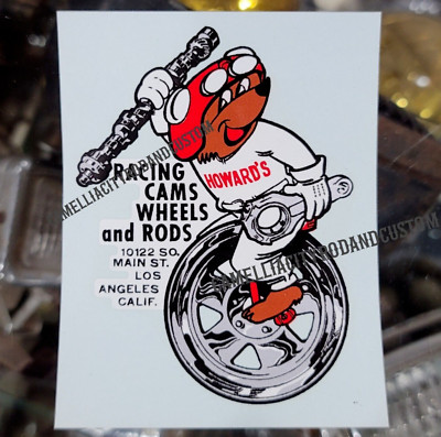 Original VINTAGE water Decal HOWARDS CAMS Wheels and Rods Drag Racing ...