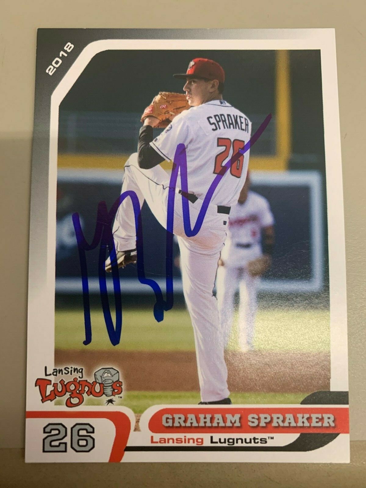 Graham Spraker 2018 Signed Lansing Lugnuts Team Card | eBay