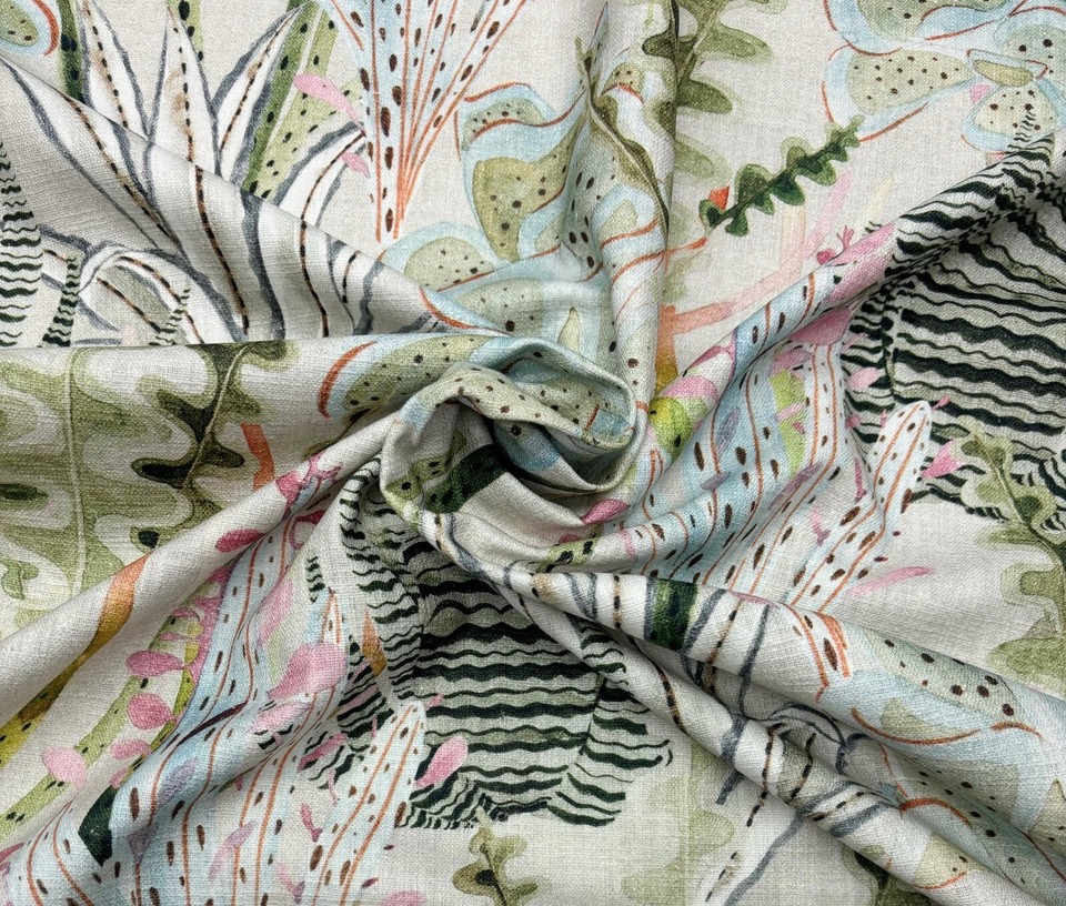 BALLARD DESIGNS FREYA MULTI TROPICAL SEA FLORAL MULTIUSE FABRIC BY YARD ...