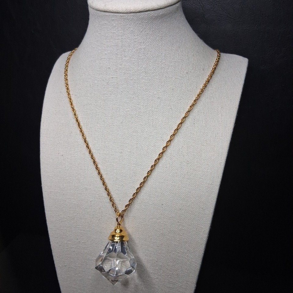 Vintage 1992 AVON Chain Necklace Brilliance Drop Pendant Gold Tone. 15. ...