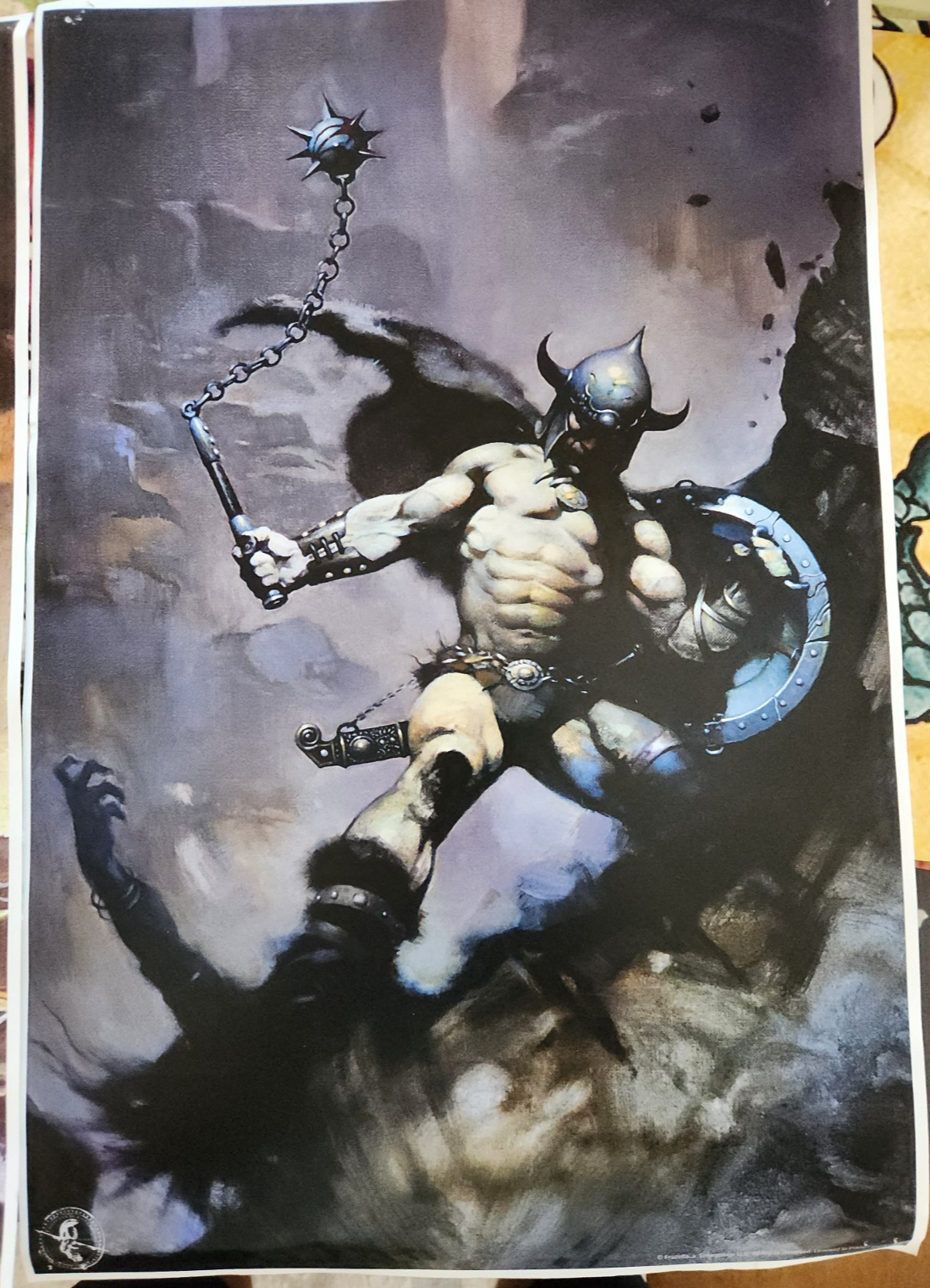 "Warrior with ball and Chain", 12"x18" Frank Frazetta print - USED | eBay