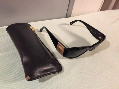 VTG 90s Gianni Versace Black Cat Eye Sunglasses with Gold Medusa Trim ...