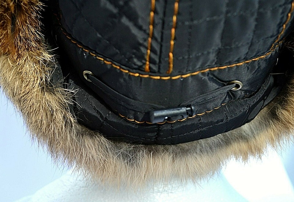 Men Winter Real Fur Ear Flap Ushanka Rabbit Fur Aviator Trapper Hat ...