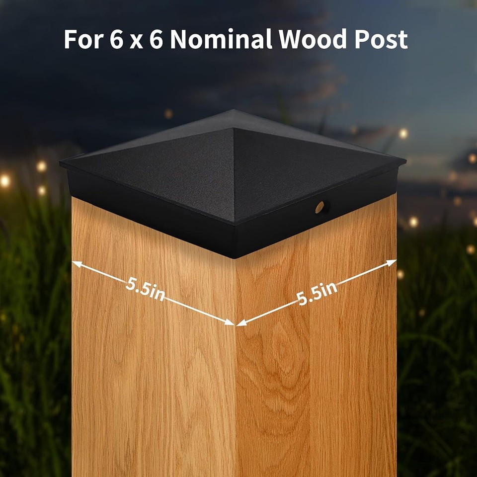 Azdele 6X6 Aluminum Pyramid Post Caps Cover for 6X6 Nominal Wood Post ...