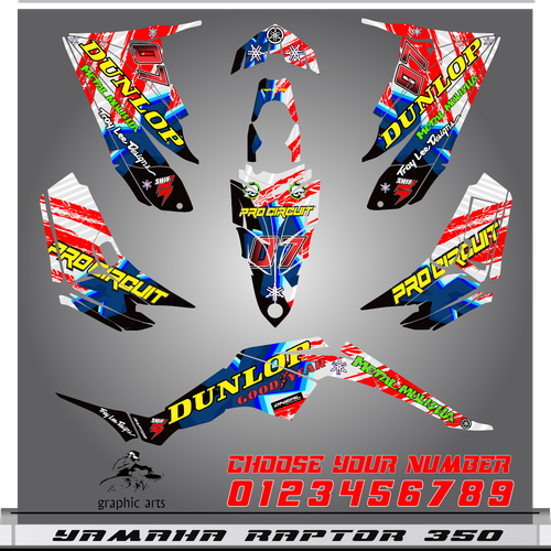 Yamaha Raptor 350 graphics kit 2004 2006 2009 to 2014 decals stickers ...