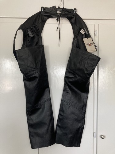 HARLEY DAVIDSON CHAP CLASSICA LEATHER BLACK CHAPS MOTORCYCLE BIKER ...