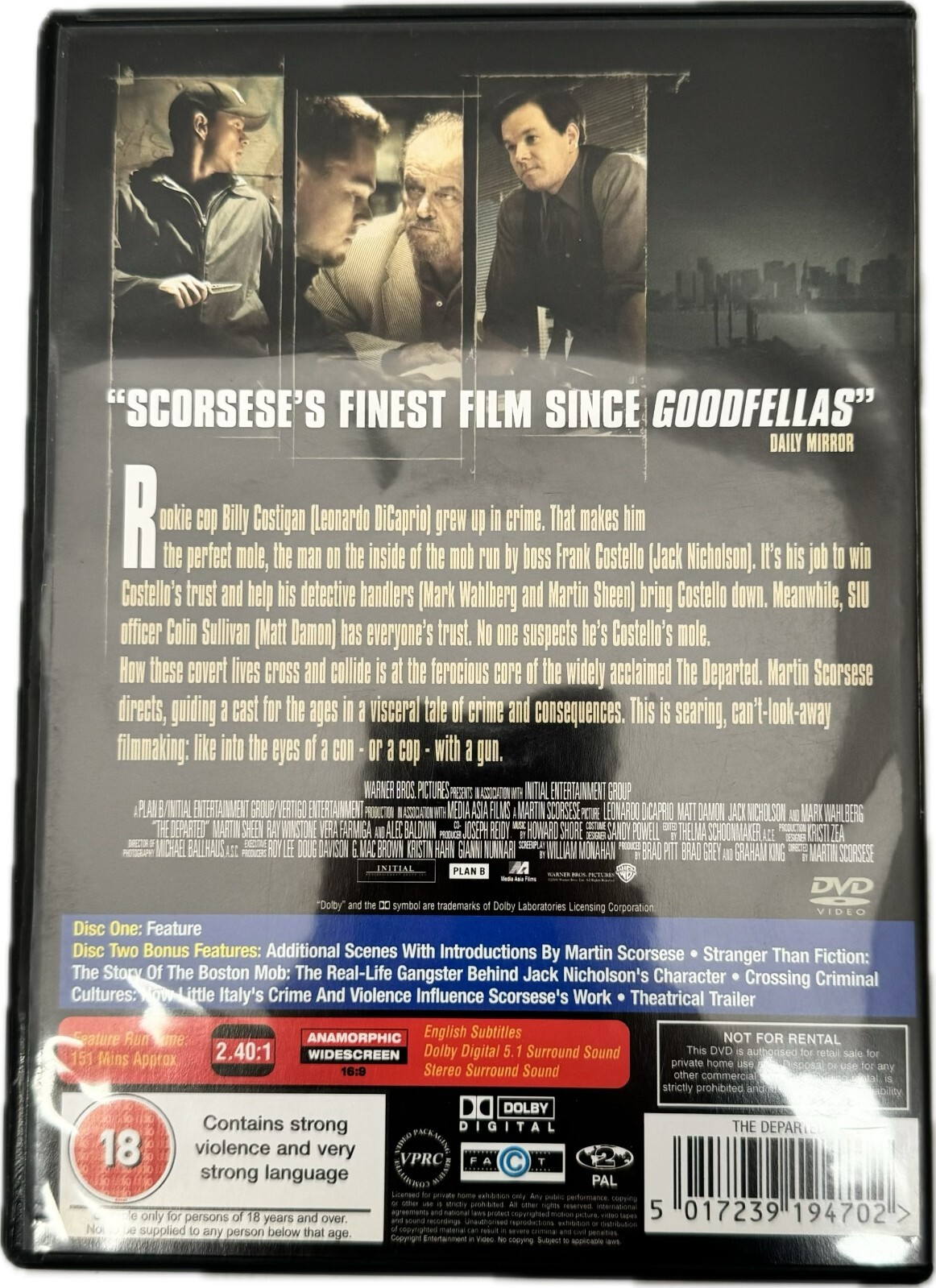 The Departed, Mark Wahlberg, Matt Damon, Martin Sheen, DVD, Thriller # ...