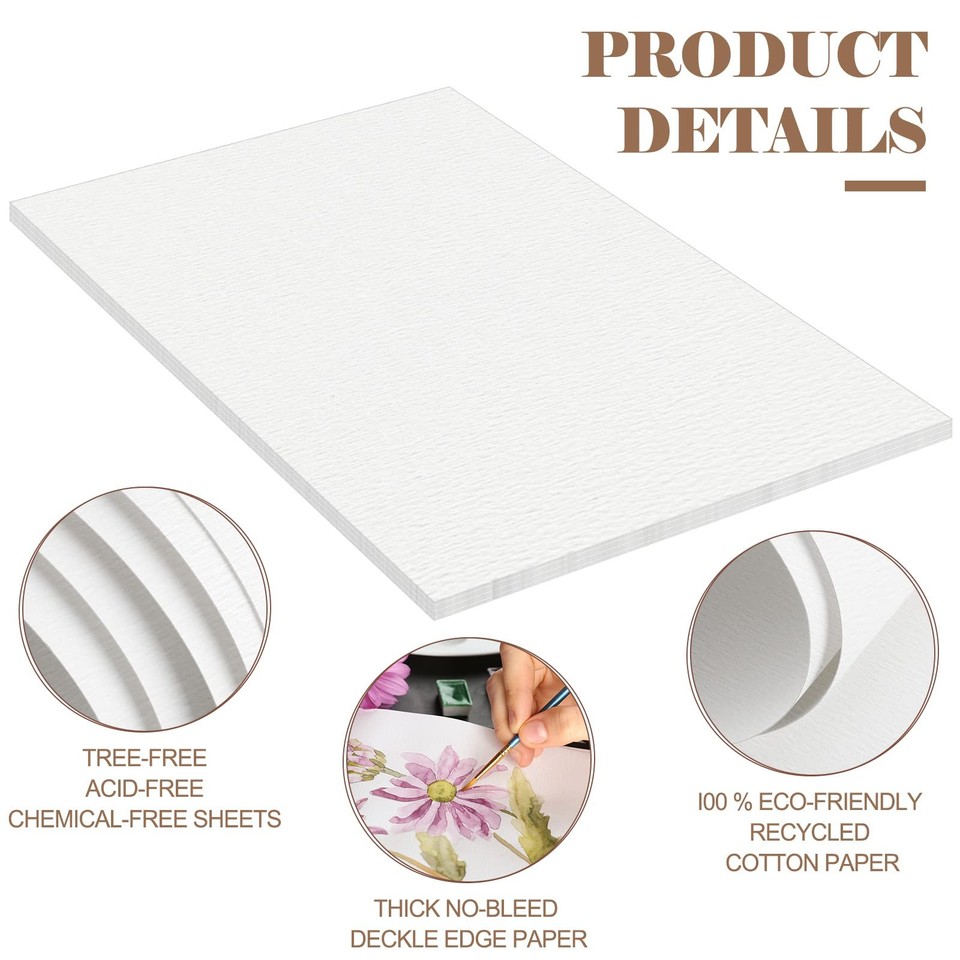 10 Sheets Large Watercolor Paper 22 x 30 Inches, 140 lb/300 GSM Cotton ...