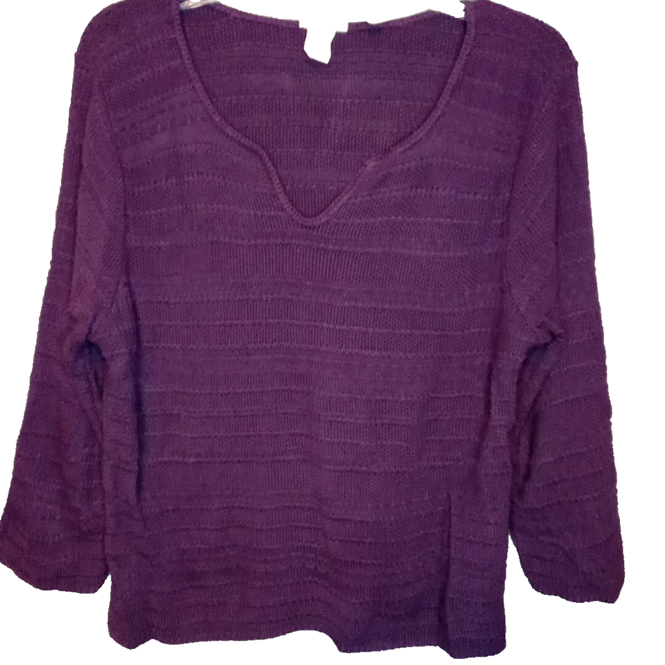 Fashion Bug Pullover Knit Sweater Size Large Plum Purple Long Sleeve ...
