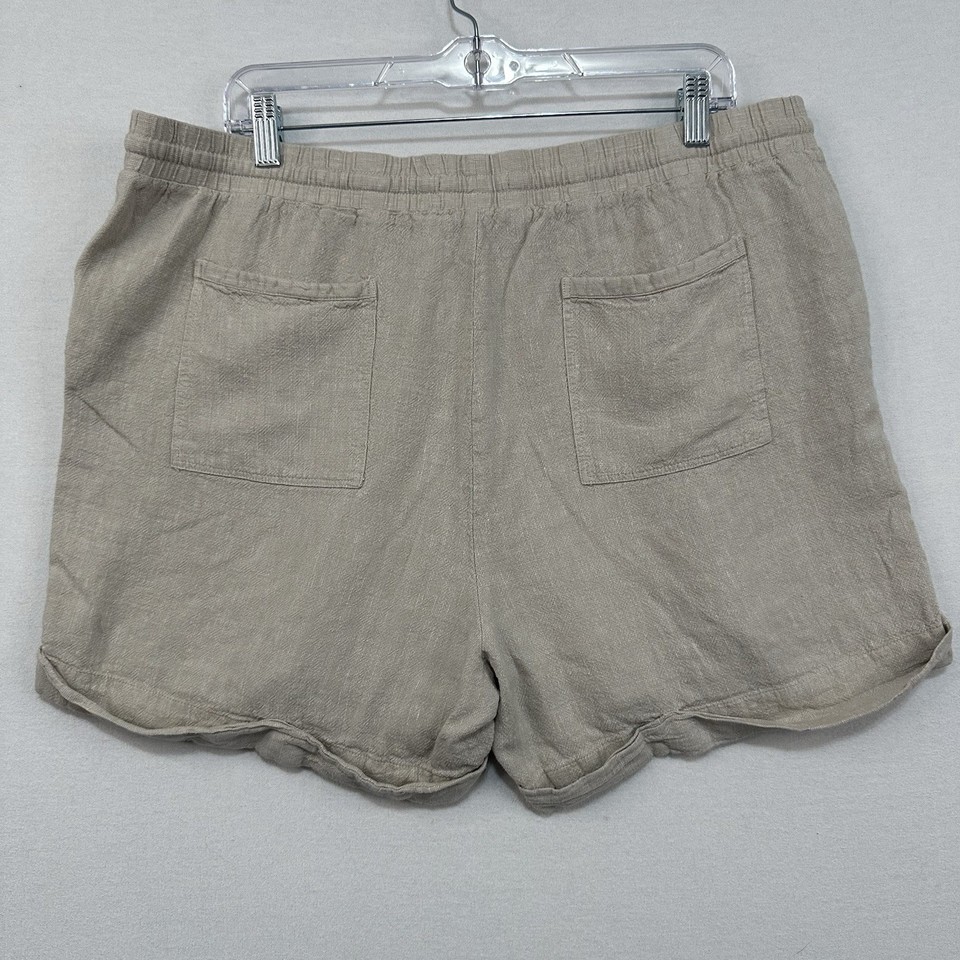 Ellen Tracy Shorts Women’s Sz XL Beige 100% Linen Pulling Drawstrings Waist Cuff | eBay