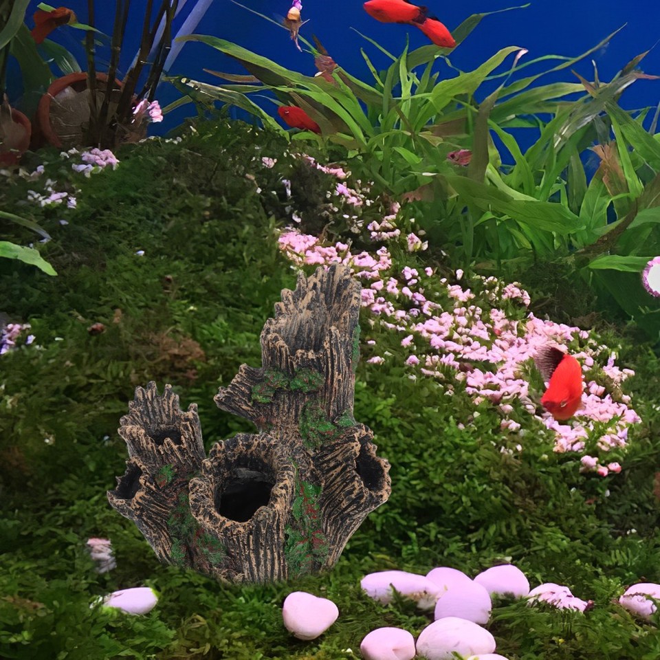 Fish Tank Tree Trunk Aquarium Animal Shelter Ornaments Betta Cave ...
