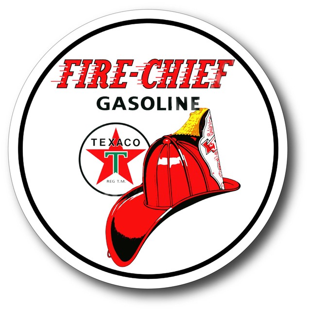 TEXACO FIRE CHIEF GASOLINE SUPER HIGH GLOSS OUTDOOR 12 INCH DECAL ...