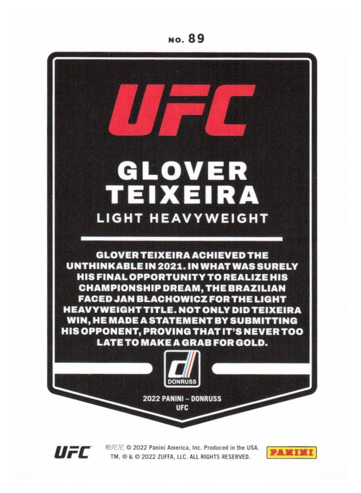 2022 Donruss UFC #89 Glover Teixeira | eBay