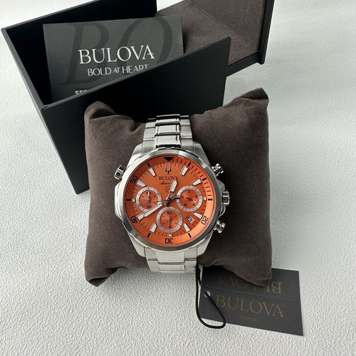 with tags ~Bulova Marine Star/96B395 Chronograph Orange Dial 43mm ...