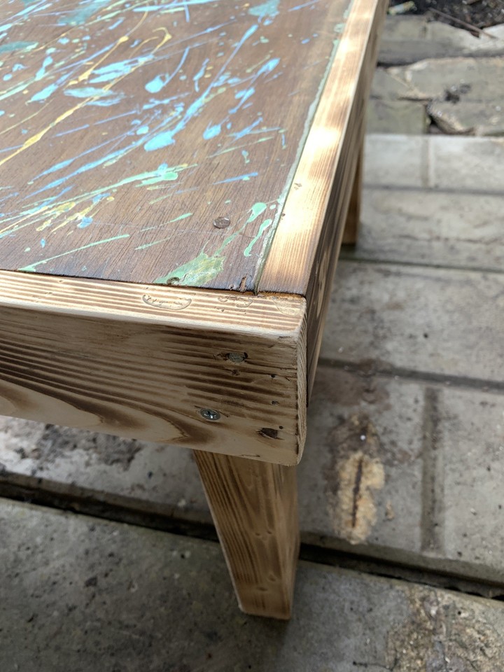 Splattered paint rustic wooden pallet wood repurposed table unique ...