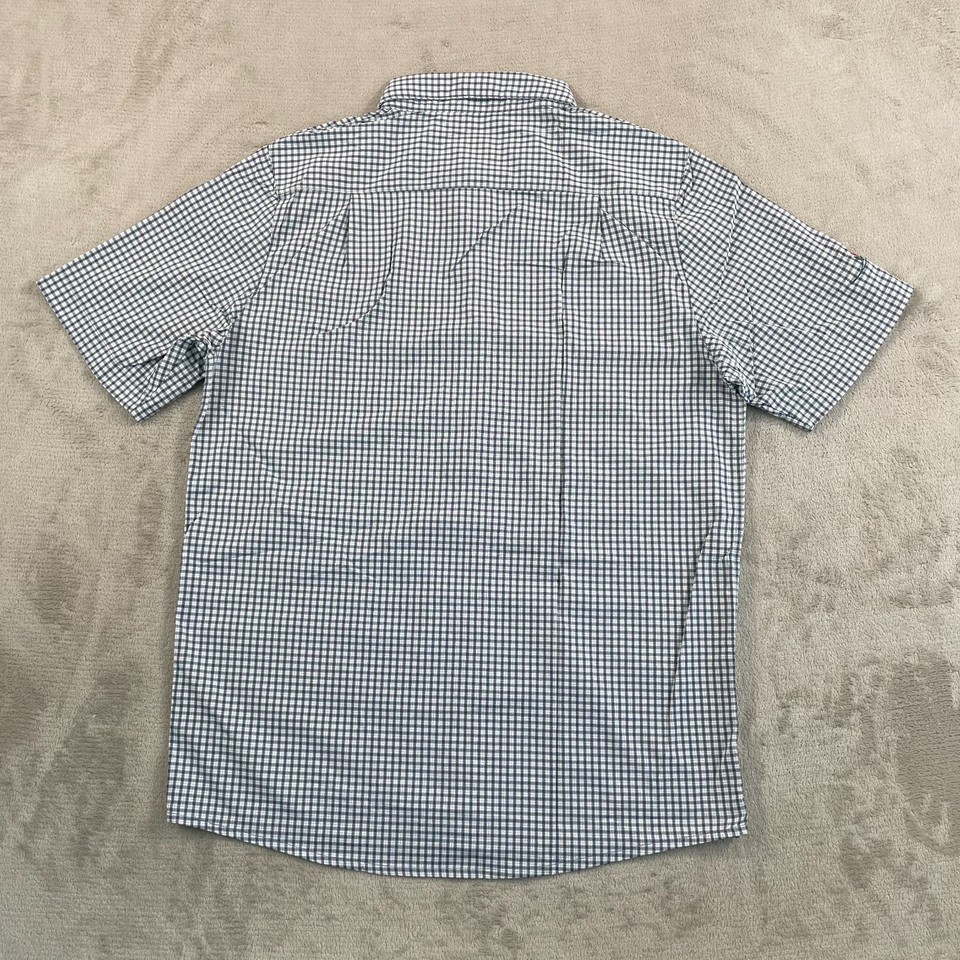 Travis Mathew Performance Shirt Men Large Blue Plaid Rose Embroidered ...