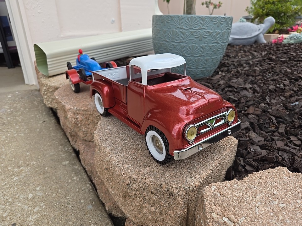 TONKA STEPSIDE PICKUP '1957 CUSTOM " WITH TRAILER & HOT ROD/DRIVER | eBay