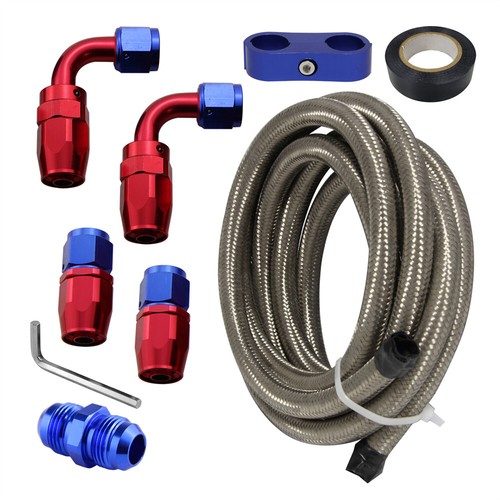 10FT 3M AN8 Stainless Steel Braided Fuel Line + 4PCS Hose End Fitting Kit SL | eBay Australia