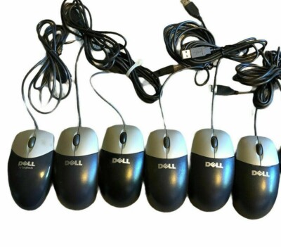 Lot of 6 DELL MO56UOA Optical Scroll Wheel USB 2-Button Computer Mouse ...