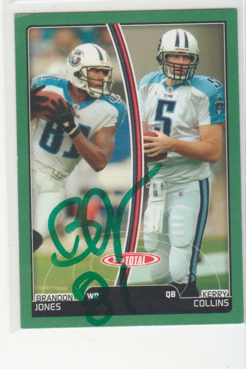 BRANDON JONES TENNESSEE TITANS OKLAHOMA 2007 TOPPS TOTAL #3 AUTOGRAPHED ...