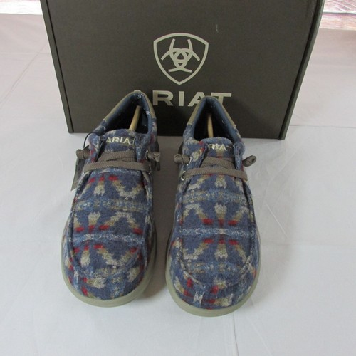 Ariat Men's Hilo Stretch Lace Slip On Sneaker Shoe Blue Aztec Wooly/Tan ...