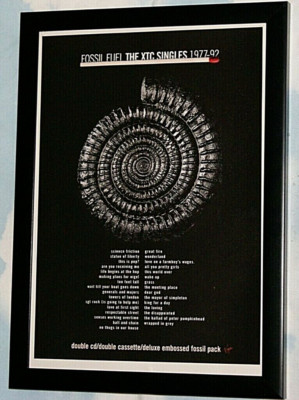 XTC Framed A4 1996 `fossil fuel singles` ALBUM original band promo art ...