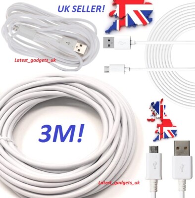 3m Long USB Charger Charging Power Cable/Lead/Cord For Google ...