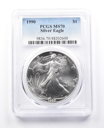 1990 American Silver Eagle MS70 PCGS Blue Label | eBay