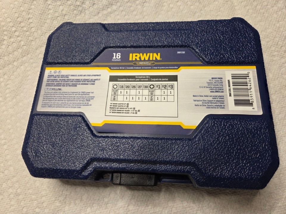 IRWIN 16-piece Impact Bit Set IWAF1316 Torx Phillips Inch Socket ...