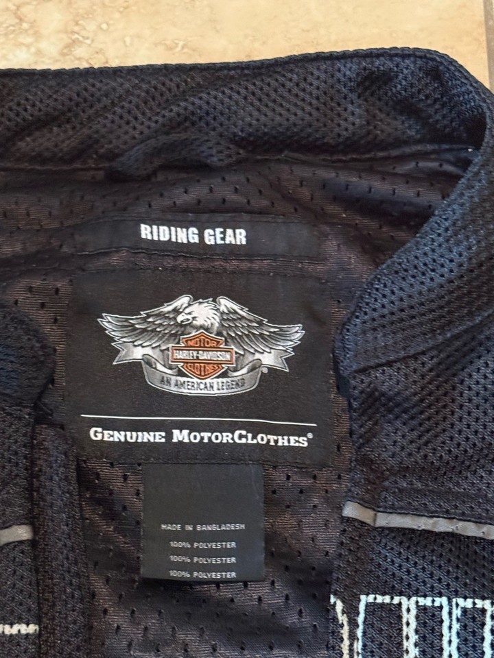 Harley Davidson Riding Gear Jacket Mens Large* Black Mesh Eagle Flames ...