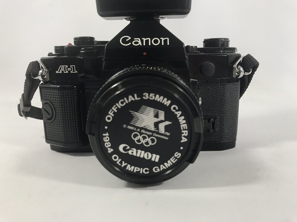 Vintage Canon A-1 35mm SLR Film Camera with 50 mm lens Kit 1984 Olympic ...