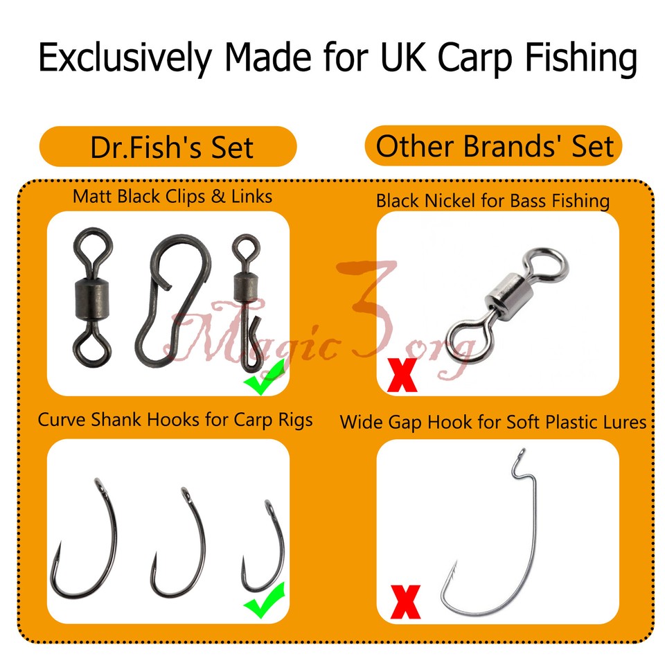 278pcs Carp Fishing Accessories Kit Tackle Box Set Jig-Hooks Swivels ...