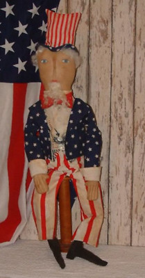 Sewing PATTERN Primitive UNCLE SAM DOLL Americana Folk Art 32 ...
