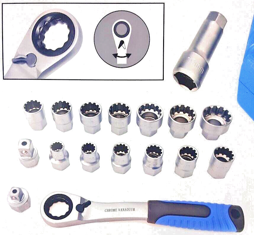 17-pc Metric 3/8" and 1/2" Driver Go Through Pass-Go-Thru SOCKET ...