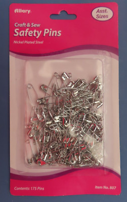 Allary Safety Pins Assorted Sizes. Package of 175 Safety Pins Item ...