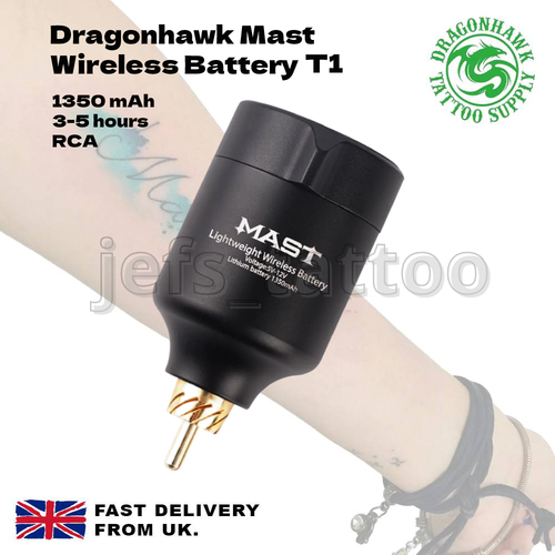 Dragonhawk Mast Wireless Battery T1 Powerful 1350 mAh RCA Tattoo Power ...