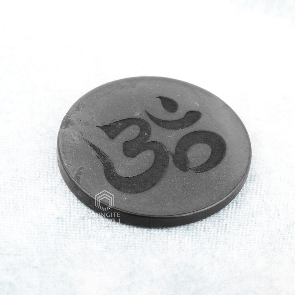 Shungite - EMF Protection Stone For Phone - Engraved Round Sticker 1.2 ...