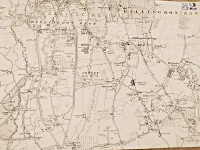 Original 1899 OS Map Sheet Uxbridge Moor Hillingdon Heath Cowley GWR ...