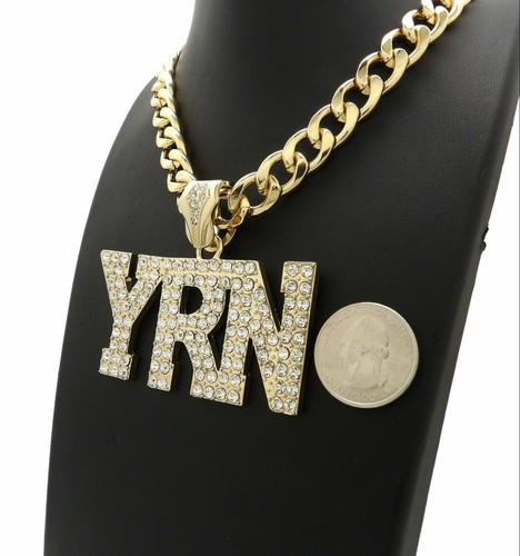 ICED HIP HOP MIGOS YRN PENDANT & 11mm 20" CUBAN CHOKER CHAIN FASHION ...