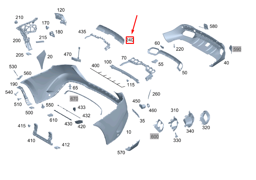 MERCEDES-BENZ GLE W167 Rear Bumper Center Trim A1678857500 NEW | eBay