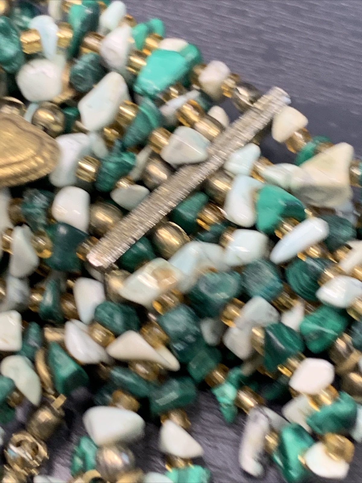 Vintage Green malachite chip stone Cha Cha Heart Cha… - Gem