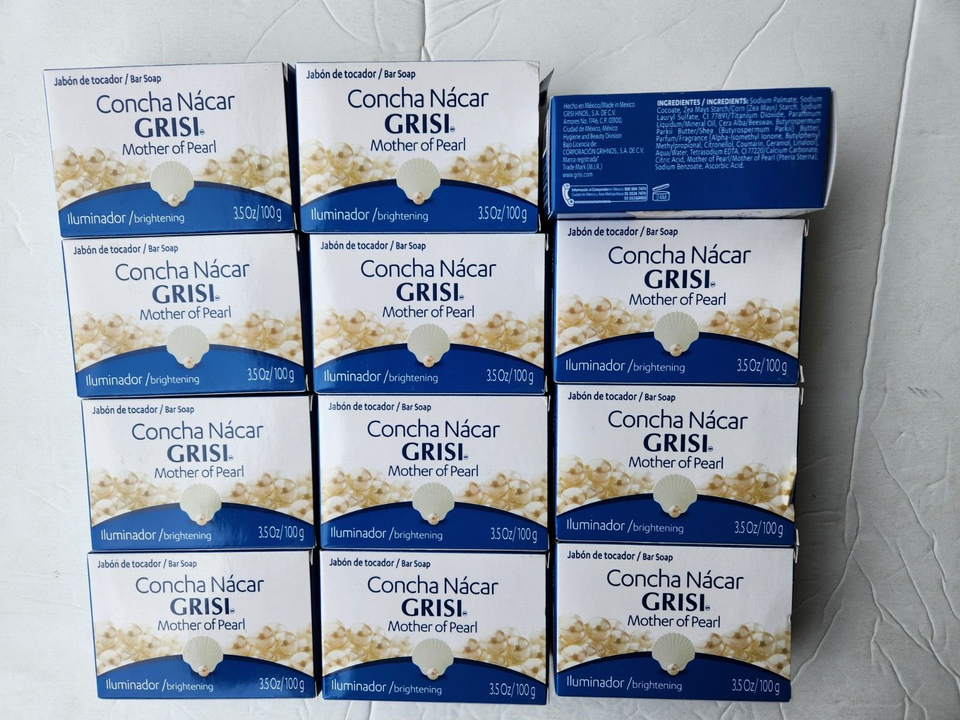 12 BARS MOTHER OF PEARL GRISI CONCHA NACAR 3.5 OZ EACH BRIGHTENING ...
