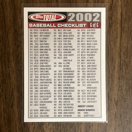 2002 Topps Total Checklist #6 Of 6 | eBay